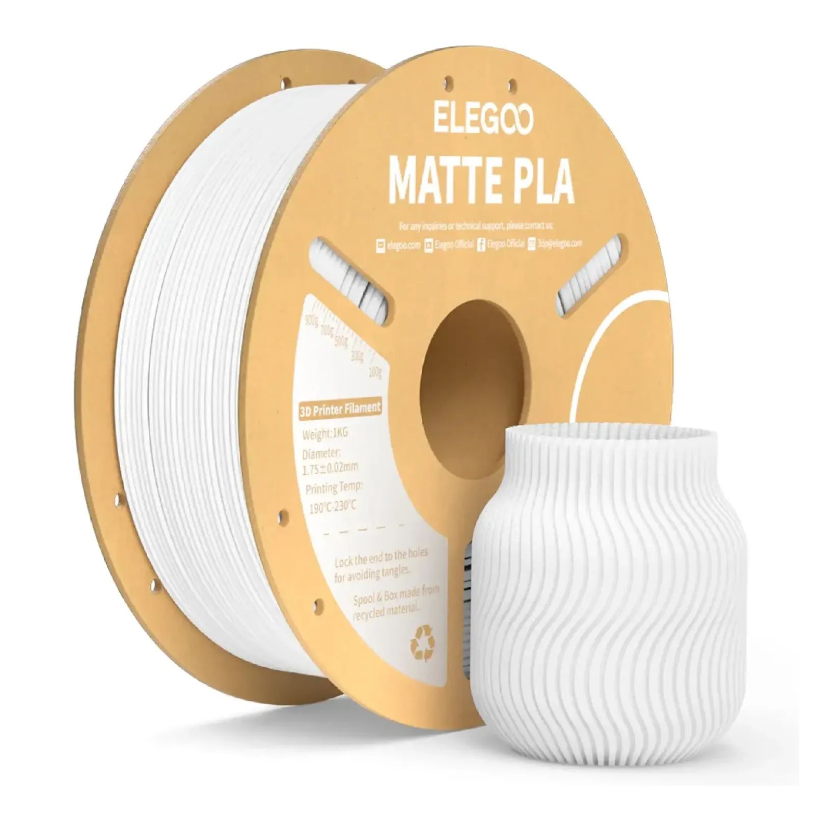 ᐈ Купити пластик для 3d-принтера ELEGOO PLA matte 1кг, 1.75мм, white ...