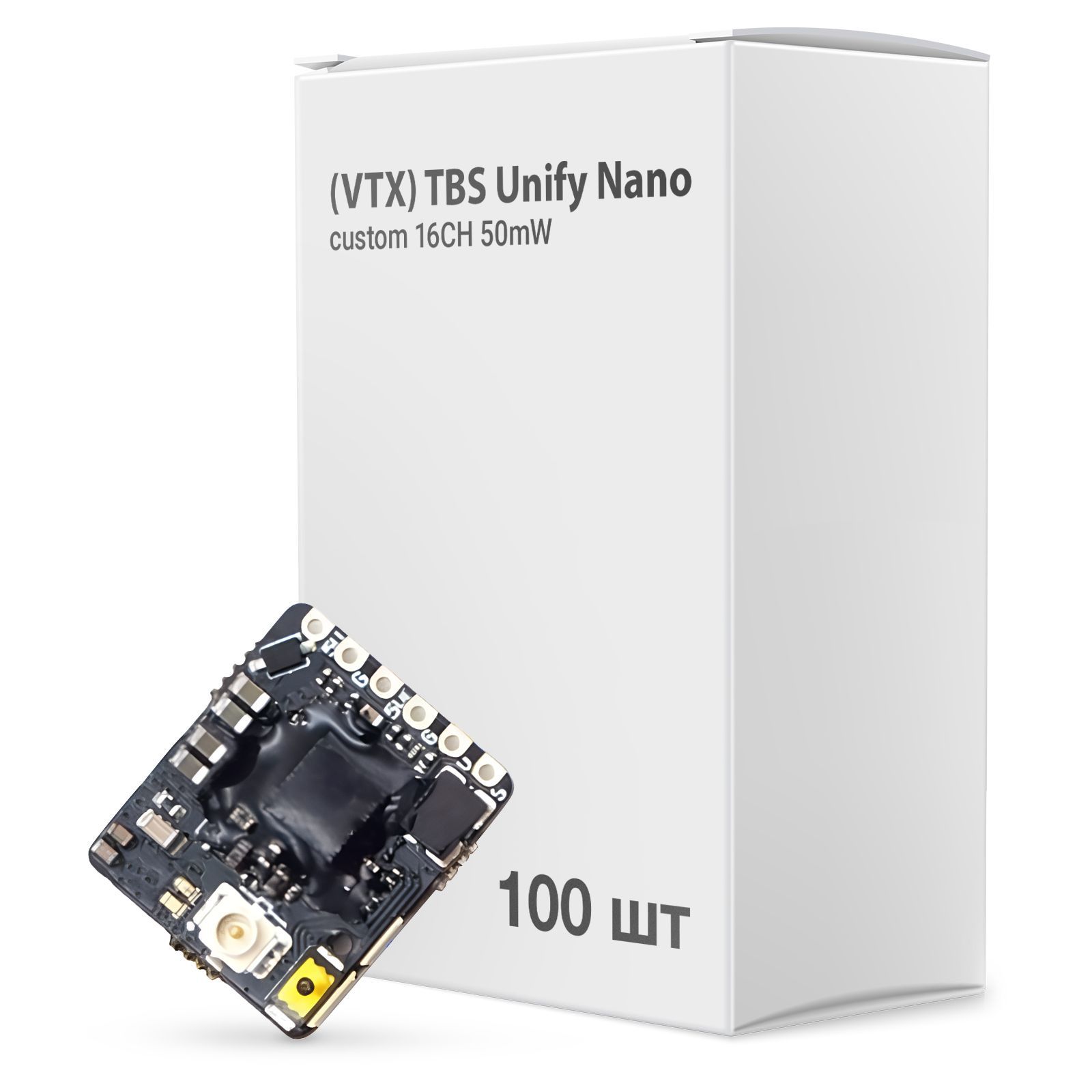 Видеопередатчик (VTX) TBS Unify Nano custom 16CH 50mW упаковка 100шт ...