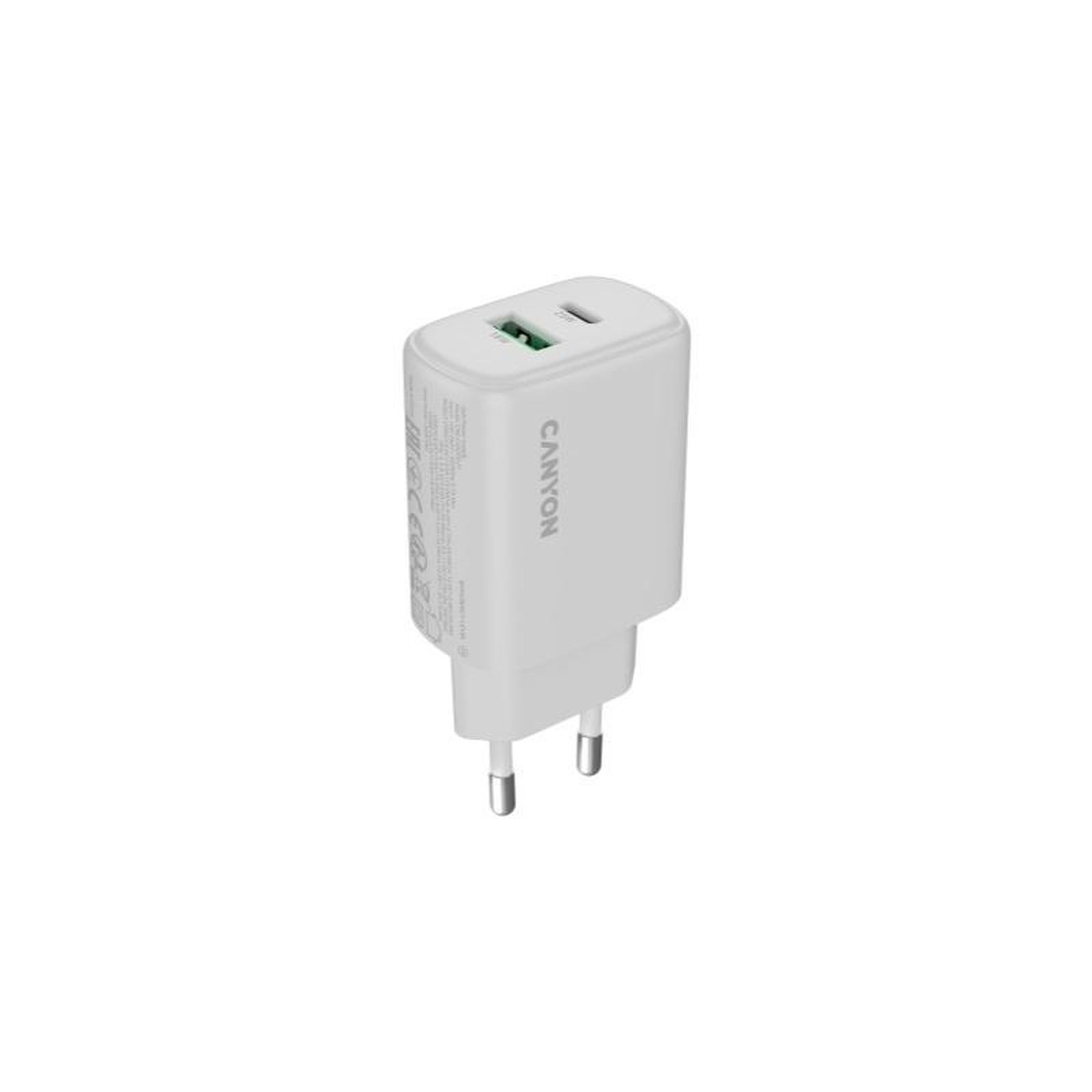 ᐈ Купити зарядний пристрій Canyon OnCharge 250 25W 1xPD 1xQC EU White ...